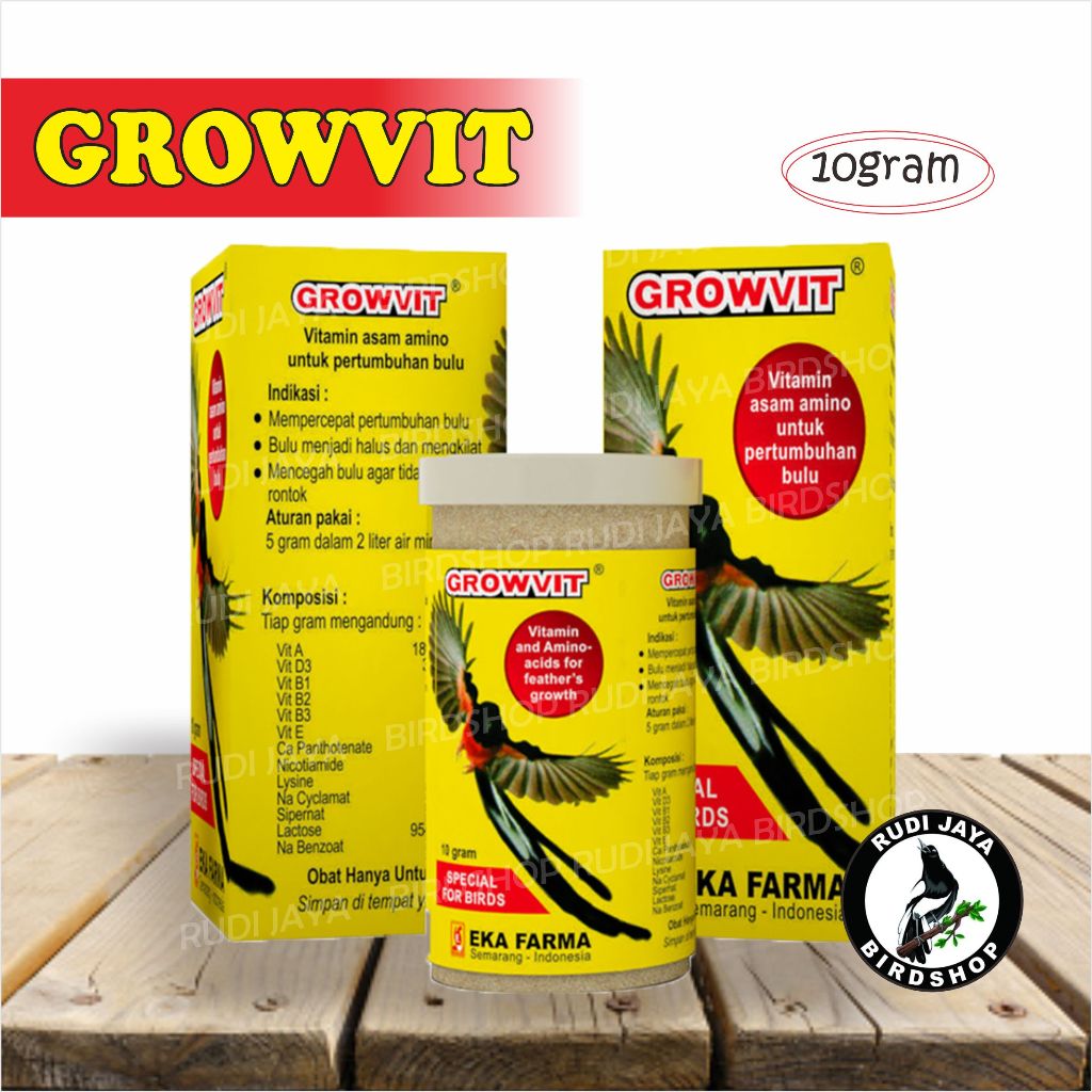 Jual GROWVIT 1 BOTOL ISI 10 KAPSUL EKA FARMA VITAMIN BURUNG MEMBANTU ...
