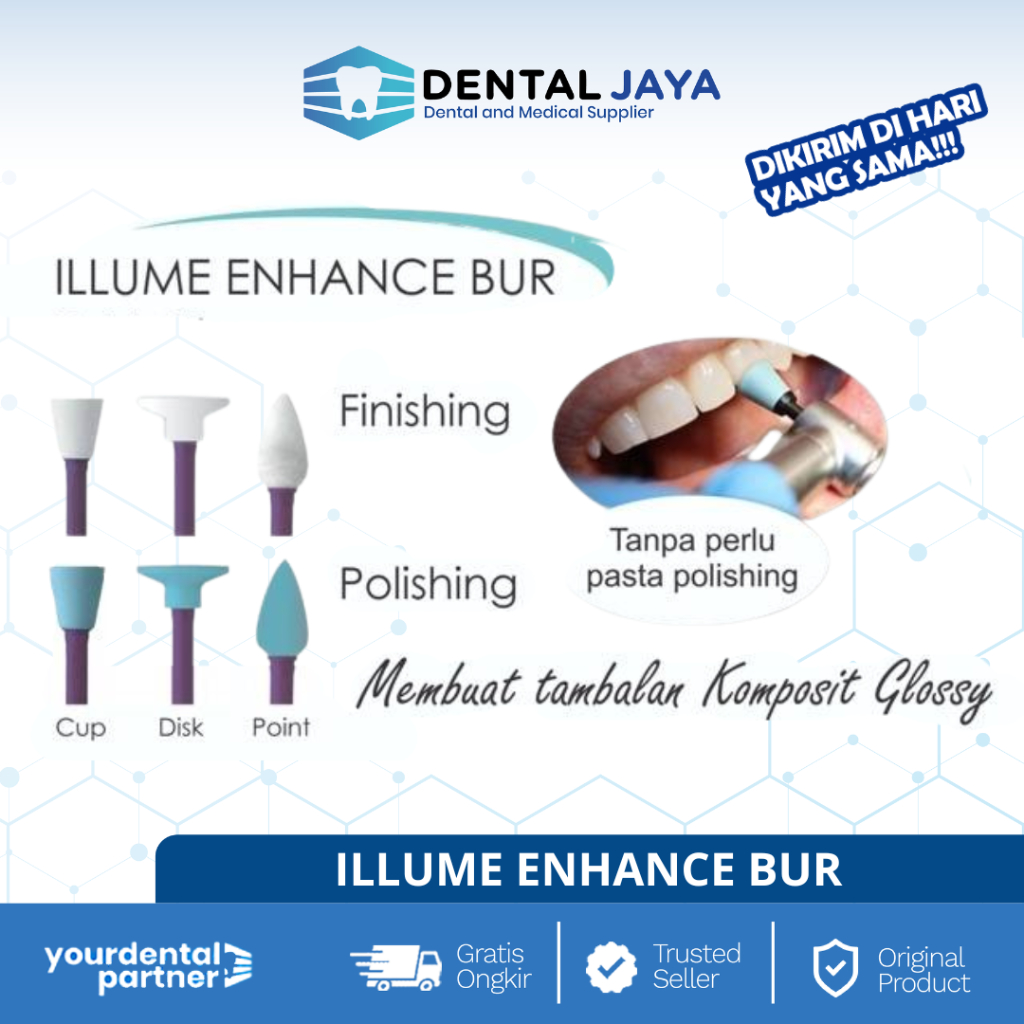 Jual Prima Dental Enhance Illume White Blue Bur Polishing Finishing ...