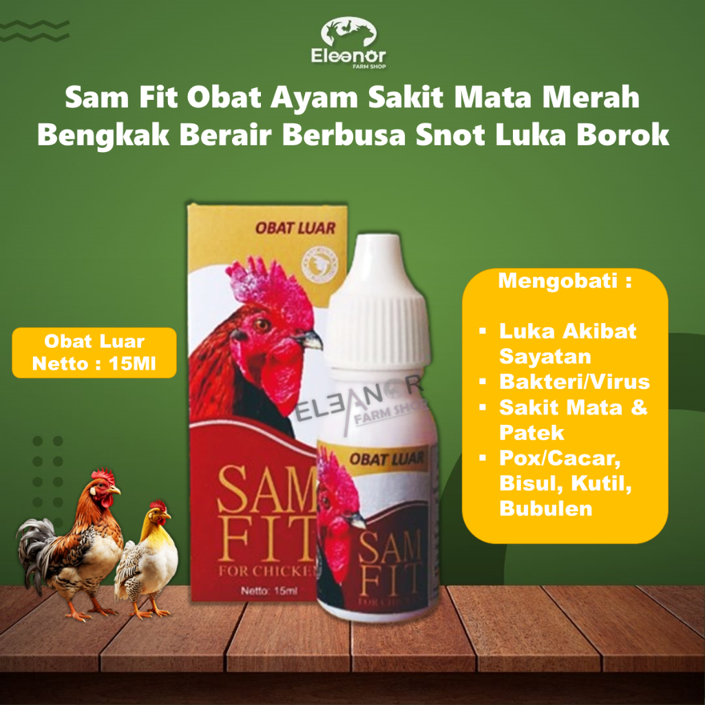 Jual Samfit Obat Ayam Sakit Mata Merah Bengkak Berair Berbusa Snot Luka ...