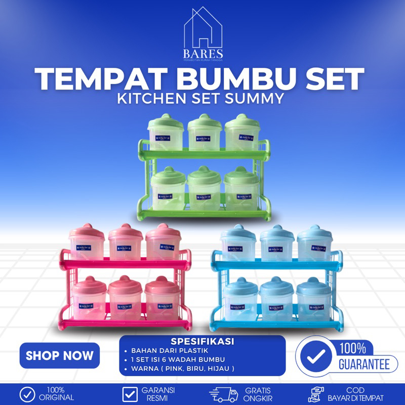 Jual Kitchen set - Rak bumbu susun 2 Summy 6 toples free sendok ...