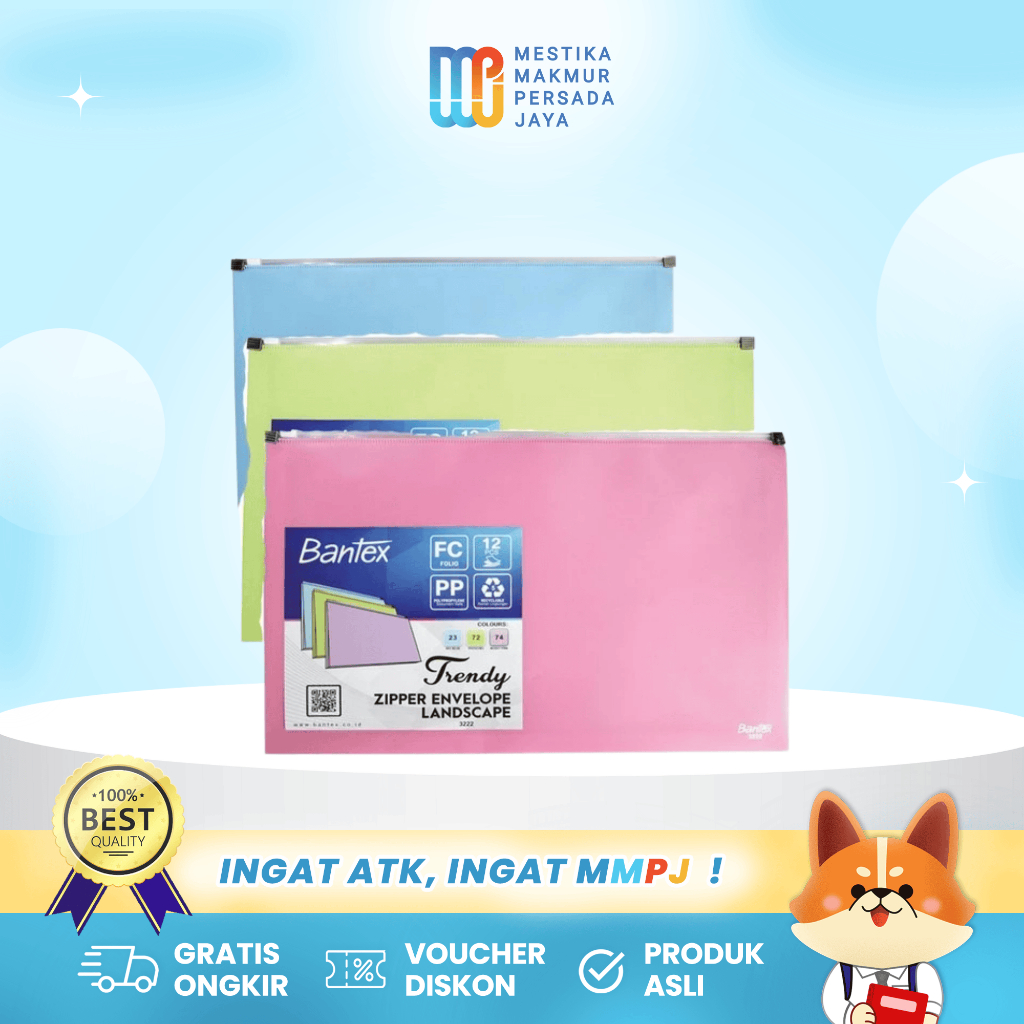 Jual Bantex Trendy Zipper Envelope / Map Landscape Tempat Surat Berkas ...