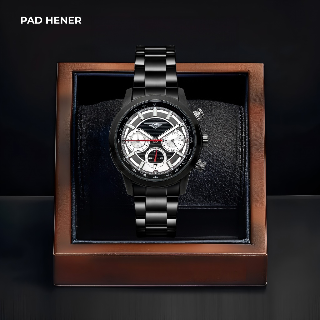 Jual PAD HENER XAVIER Stainless Jam Tangan Chrono Glow in the Dark Kaca Mineral Sapphire + Box ...