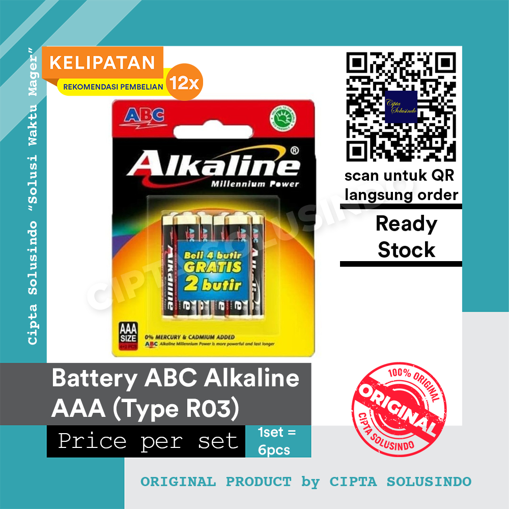 Jual Battery / Baterai Alkaline ABC Alkaline AAA 6 Pcs Pack | Shopee ...