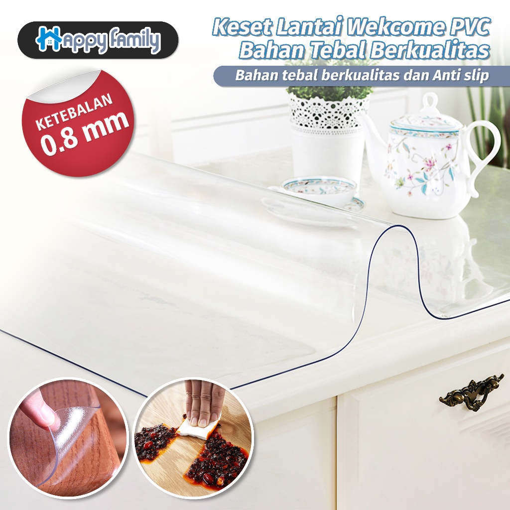 Jual (HF) Taplak Meja Anti Air Bening Transparan / Plastik Mika Premium 100x140cm Bisa Custom ...