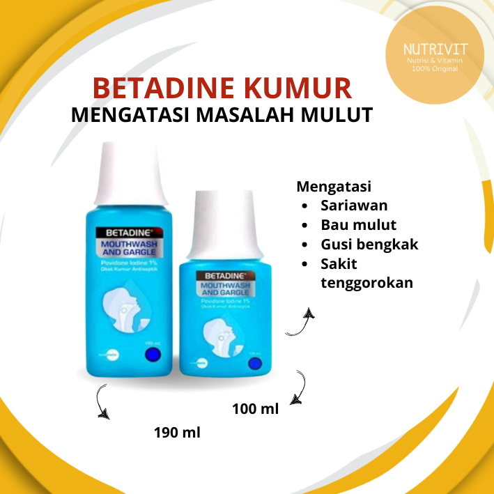 Jual BETADINE KUMUR 100 & 190ML | Shopee Indonesia