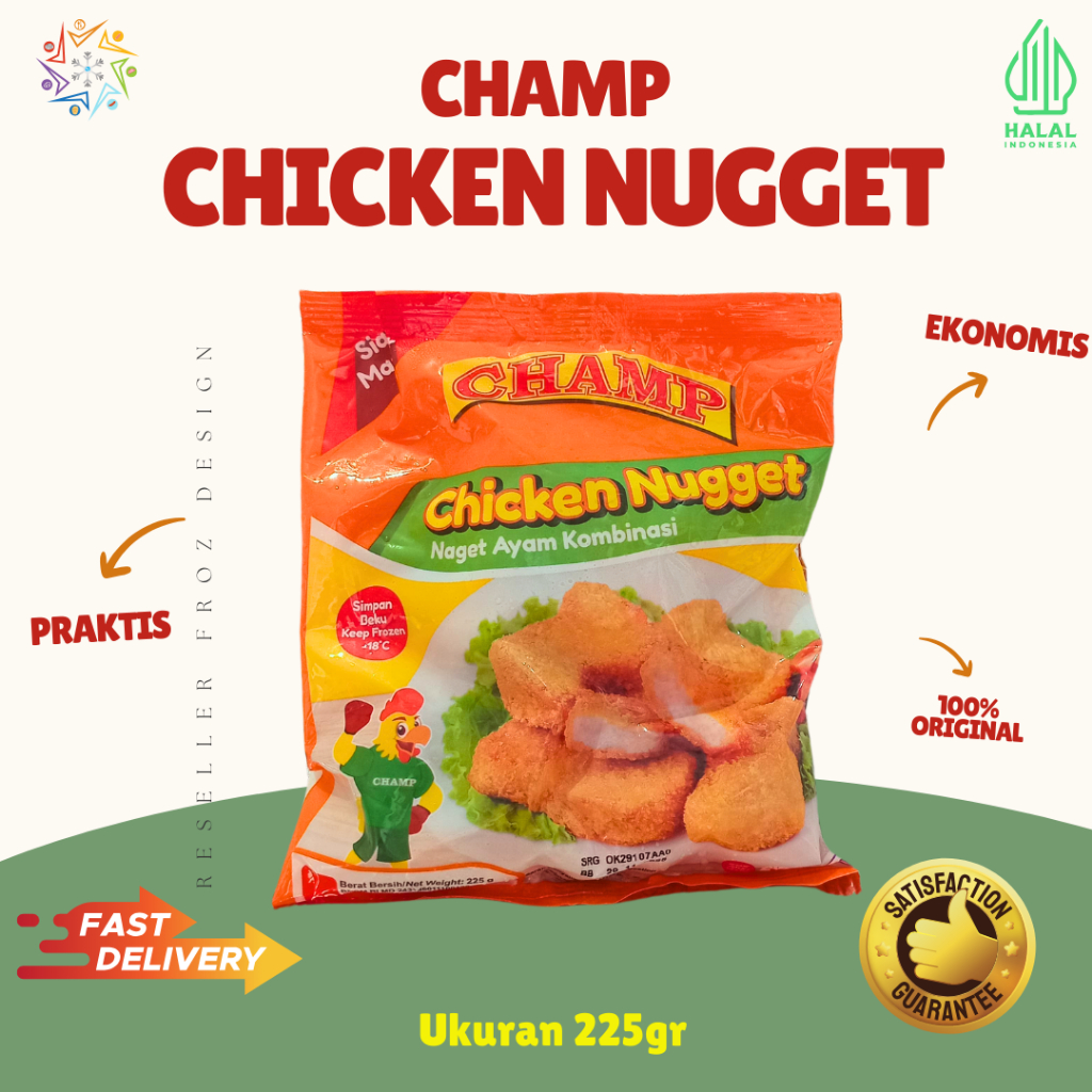 Jual CHAMP CHICKEN NUGGET 225GR | NAGET AYAM CEMP | NAGET BUNGKUS OREN ...