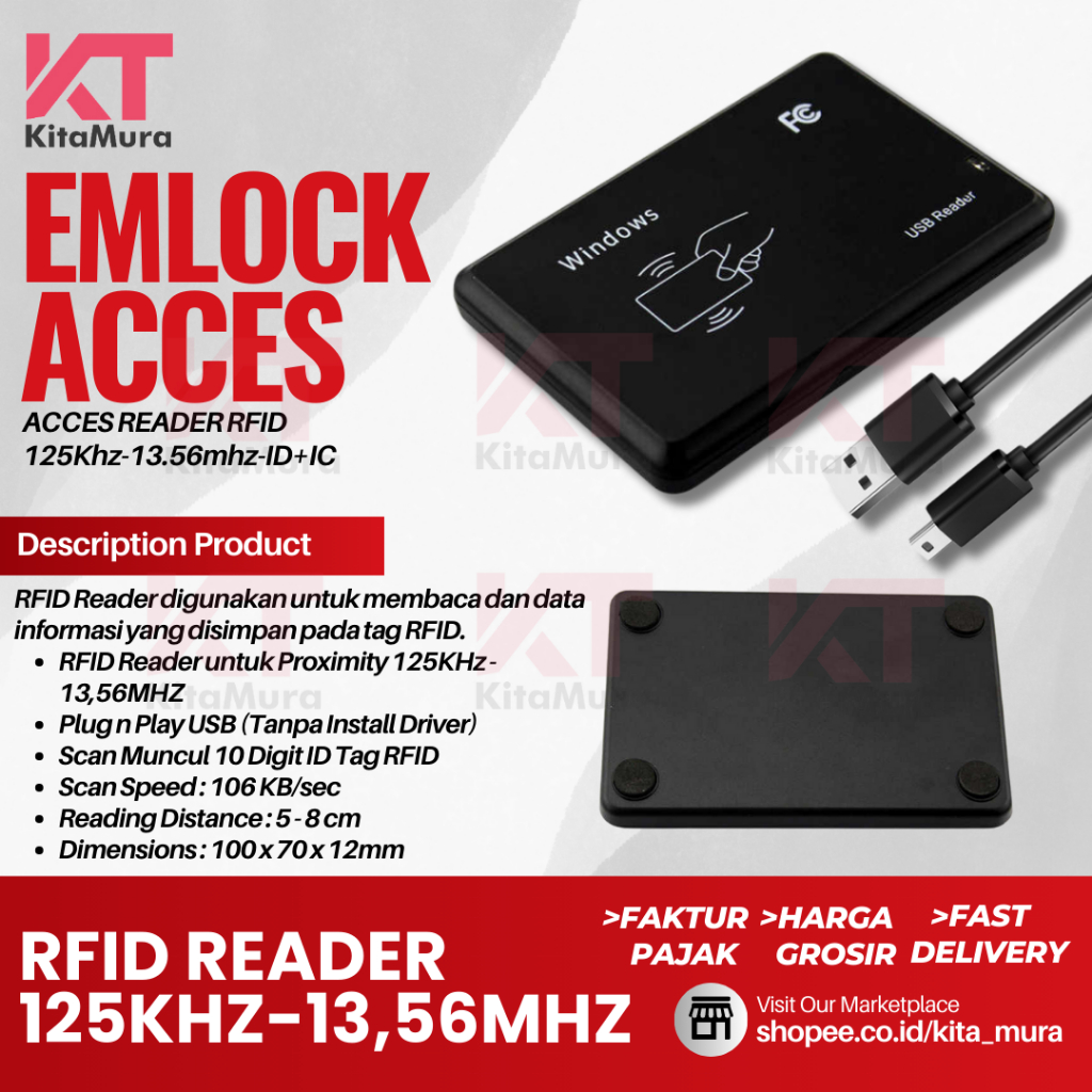 Jual RFID Reader Proximity-Mifare IC+ID , RFID 125Khz-13.56Mhz | Shopee Indonesia