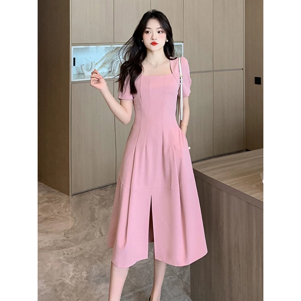 Jual EMITA BLOOM baju elegant party dress bodycon midi gaun pink lengan ...