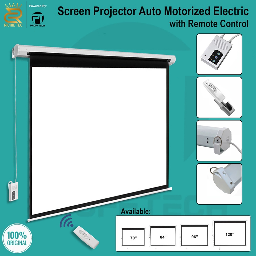 Jual Wall Screen Projector Auto Motorized Electric with Remote Control ...