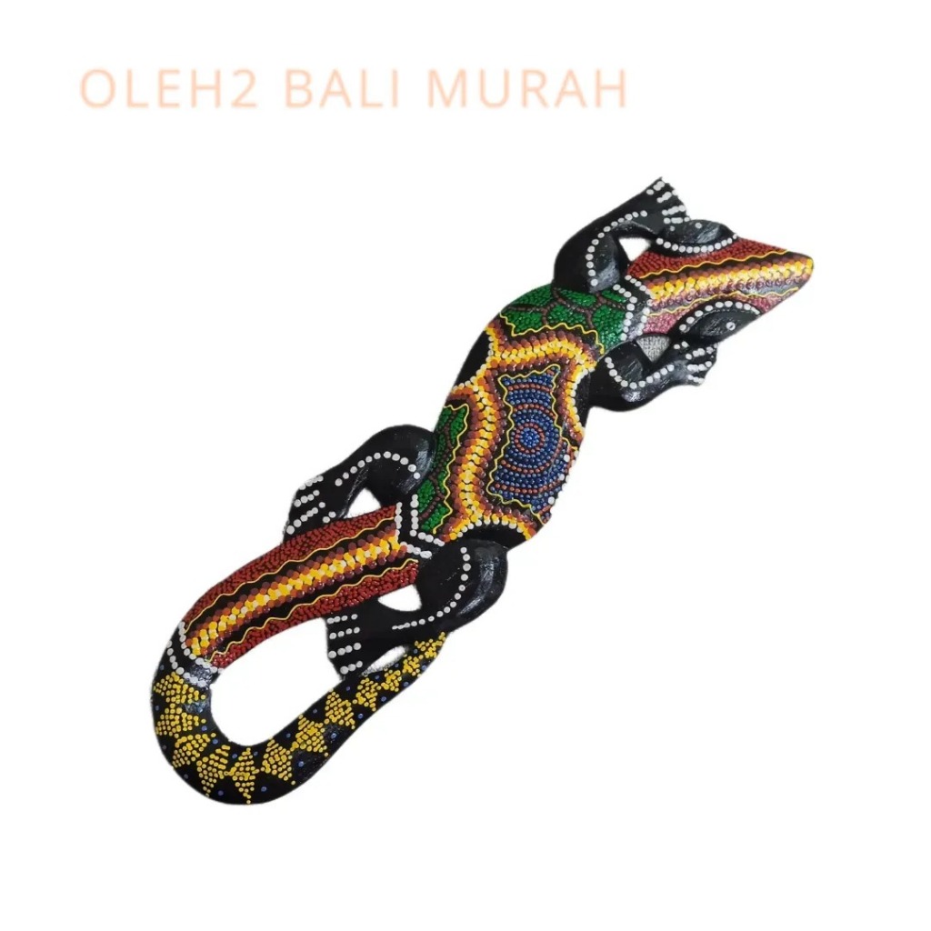 Jual Kerajinan kayu hiasan dinding cicak tokek Gecko Bali lukis tutul ...