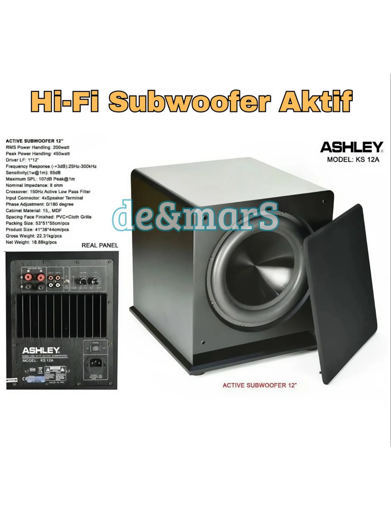 Jual Hi Fi Subwoofer Aktif Ashley KS12A 12 inch | Shopee Indonesia
