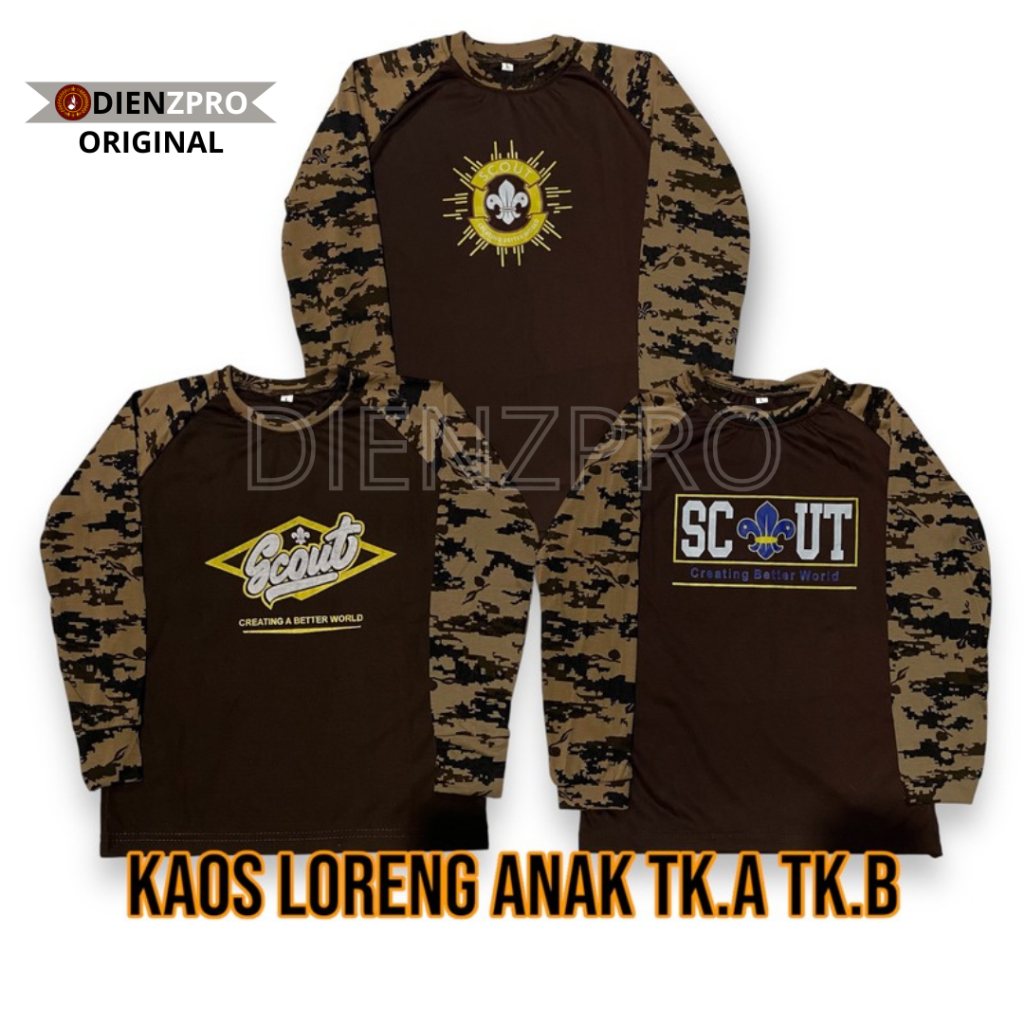 Jual KAOS PRAMUKA LORENG SCOUT UNTUK ANAK TK DARI UMUR 3 SAMPAI 6 TAHUN ...