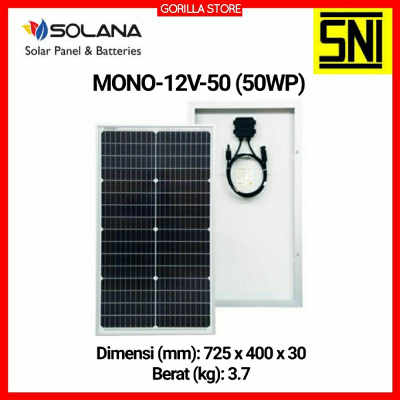 Jual SOLAR PANEL 50WP SOLANA SOLAR CELL MONOCRYSTALLINE | Shopee Indonesia