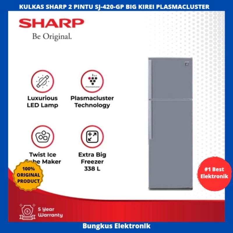 Jual KULKAS SHARP 2 PINTU SJ-420-GP BIG KIREI PLASMACLUSTER ION ...