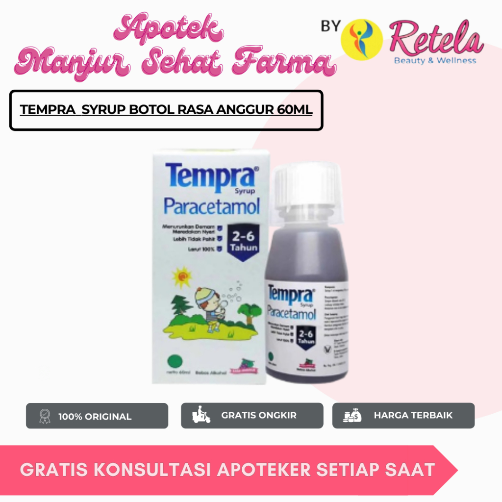 Jual TEMPRA SYRUP BOTOL RASA ANGGUR 30 ML / UNTUK DEMAM ANAK 2-6 TAHUN ...