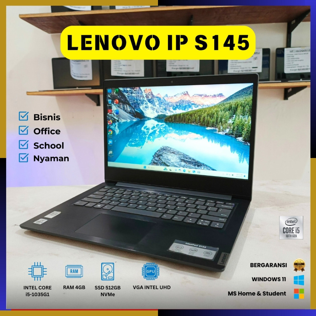 Jual Laptop 2nd Termurah LENOVO IP S145 - RAM 4GB/ SSD 512GB NVMe - Intel Core i5 Gen 10 ...