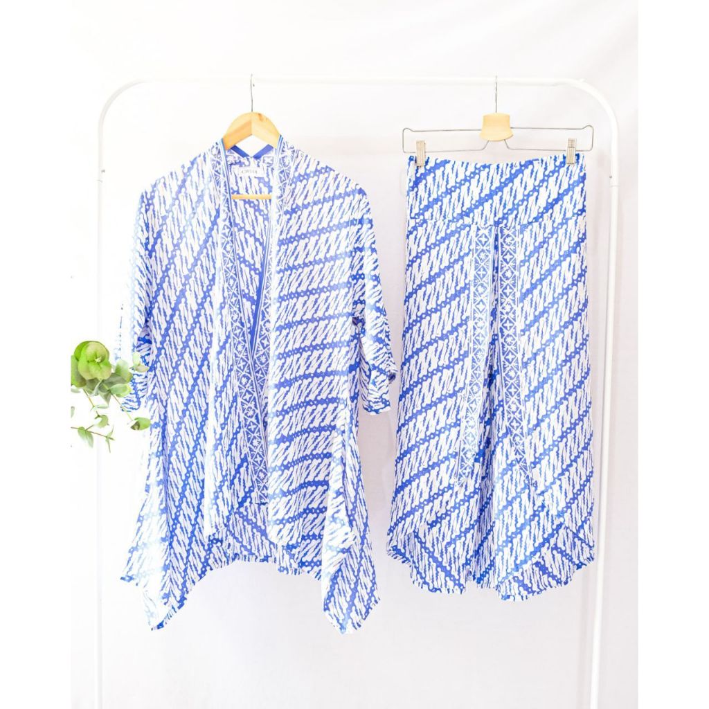 Jual ONE SET BATIK WANITA MODERN SETELAN CELANA PANJANG BATIK SET BATIK ...