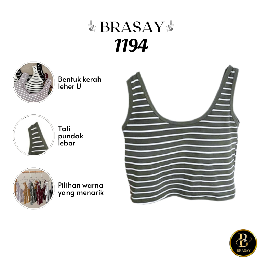 Jual Brasay Tanktop Bra Fashion Wanita Crop Singlet Motif Garis Atasan Wanita 1194 | Shopee ...