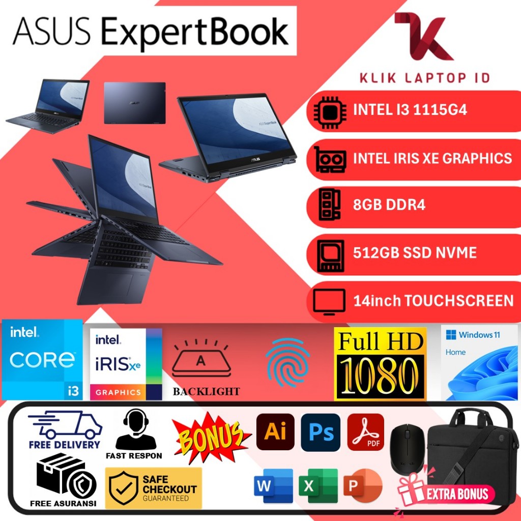 Jual Laptop Asus ExpertBook Flip B3402FEA INTEL I3 1115G4 8GB 512GB ...