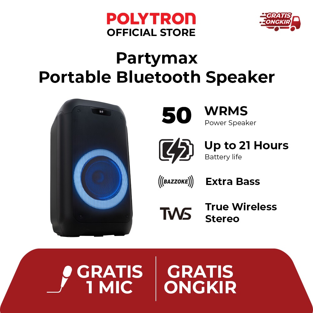 Jual Polytron Party Speaker Bluetooth Karaoke Portable Wireless PPS ...