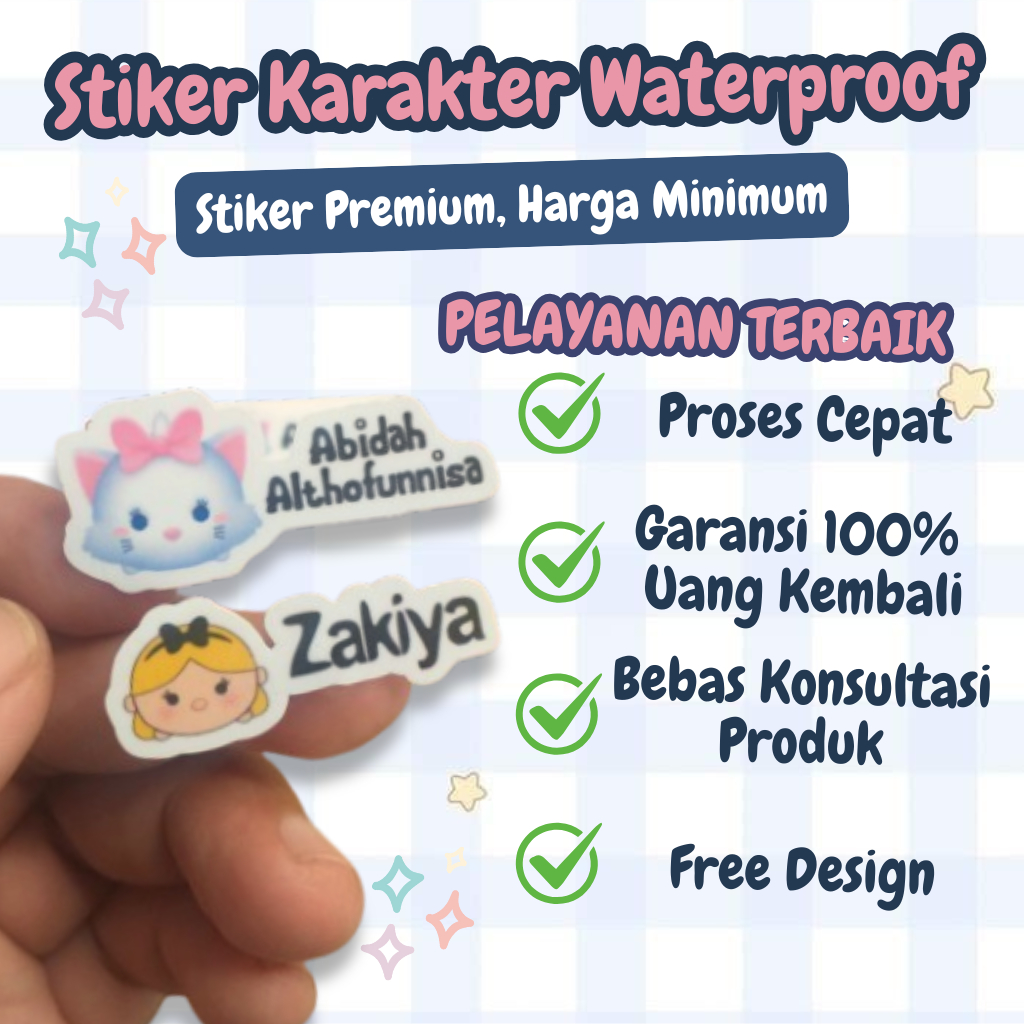 Jual Stiker Nama Sticker Nama Sticker Label Nama Custom Waterproof Anti ...