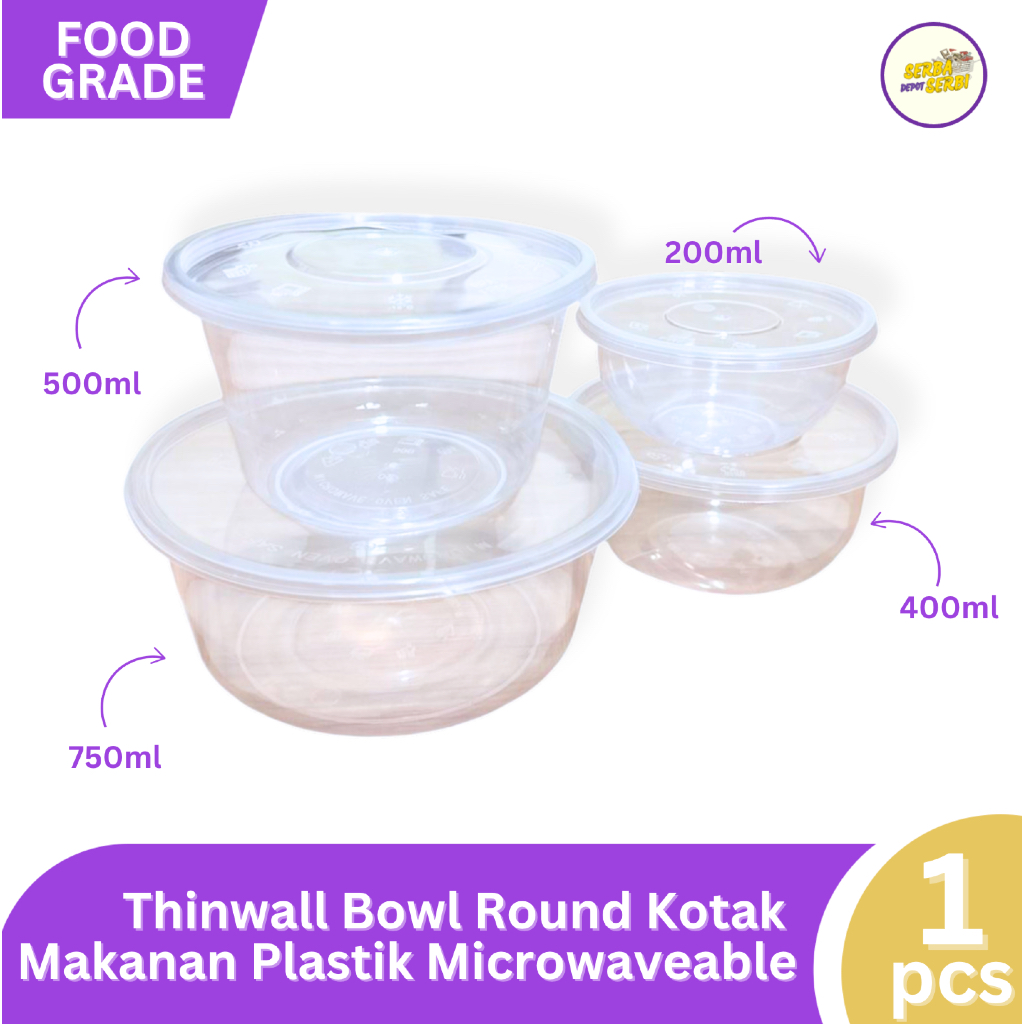 Jual Thinwall Bowl Plastik Bulat Microwaveable – Wadah Makanan 200ml ...
