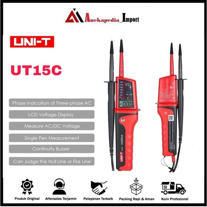 Jual UNI-T UT15C Digital Tegangan Meter Tahan Air AC/DC Voltage Testers ...