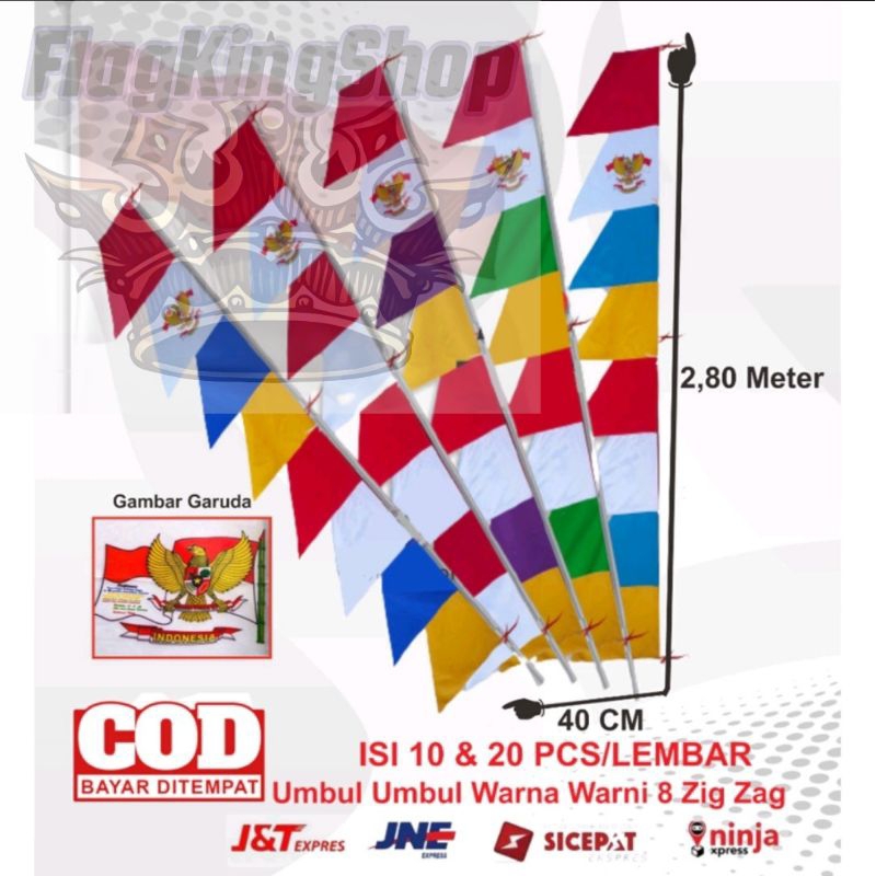 Jual BENDERA UMBUL UMBUL GARUDA WARNA WARNI 8 GERGAJI | Shopee Indonesia