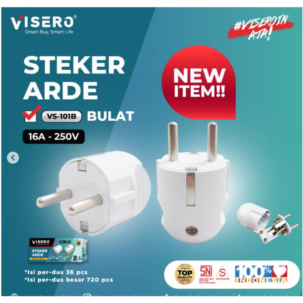 Jual Visero Steker Arde Bulat VS 101B Terminal Kuningan SNI 16A 250V ...