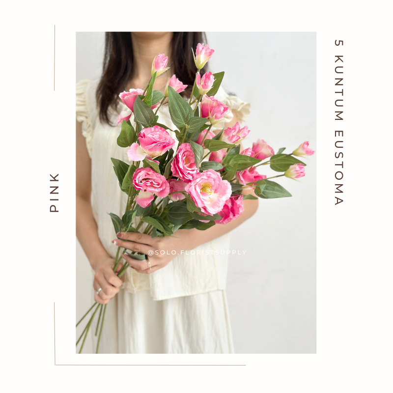 Jual 5 KUNTUM ROSE EUSTOMA SPRAY FLOWER WITH LEAF DAUN Bunga Mawar Rose ...