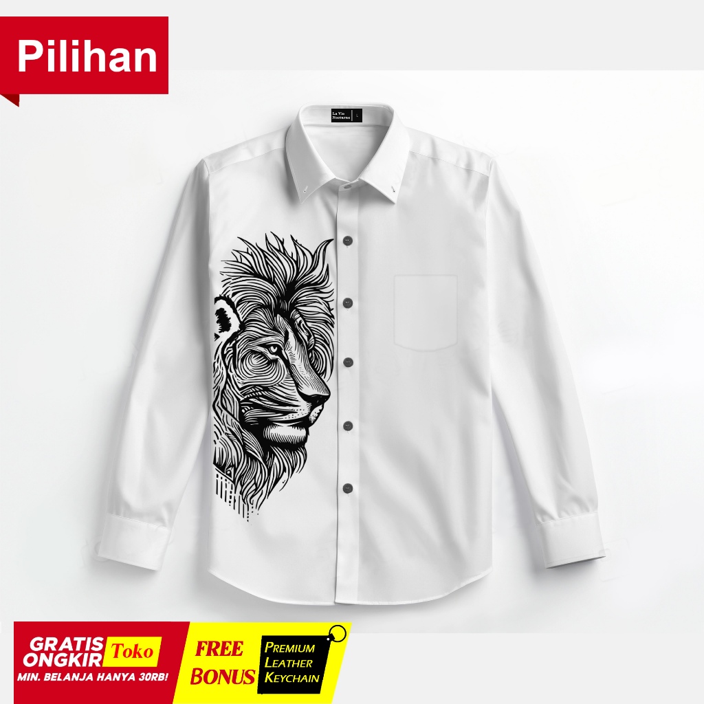 Jual LVN - Kemeja Motif Singa Lion Kemeja Lengan Panjang Kemeja Wanita ...
