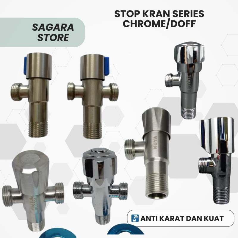 Jual Stop Kran Closet Single / Double Bahan Stainless SUS 304 Drat ½ ...