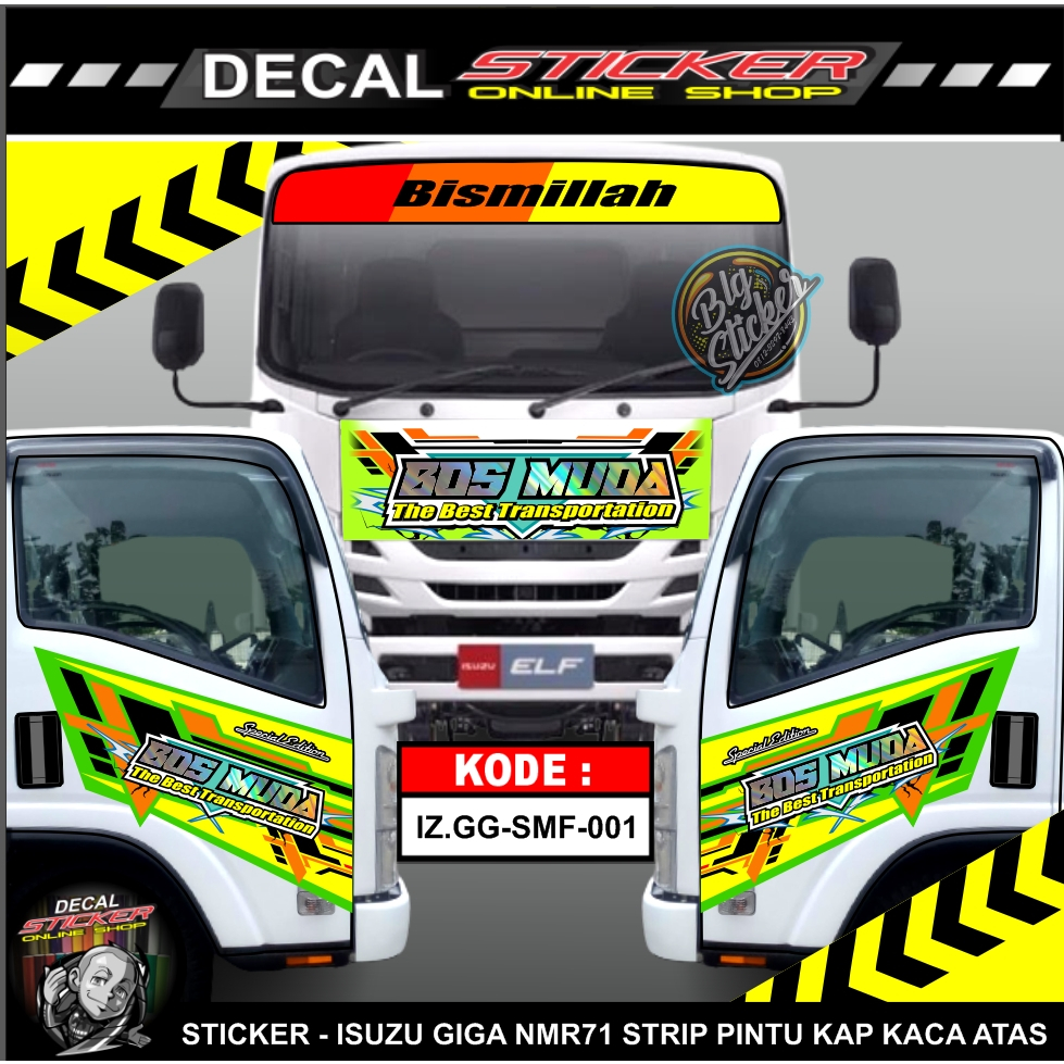 Jual STICKER ISUZU GIGA KAP DEPAN + KACA ATAS + STRIP PINTU DECAL MOBIL ...