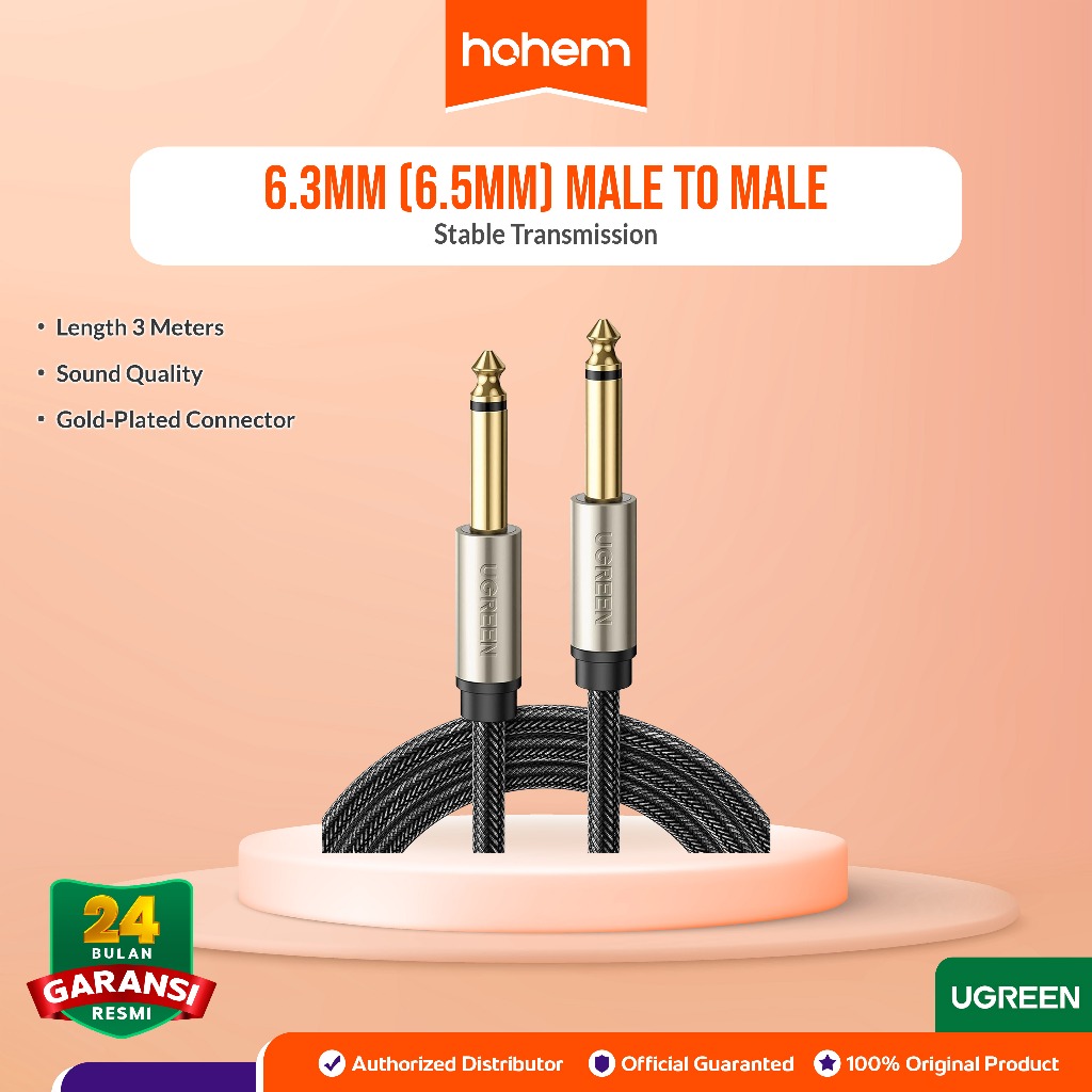Jual UGREEN 10639 Kabel Jack Audio 6.5mm Male to 6.5mm Male AUX Cable 3M 3 Meter Gitar Elektrik ...
