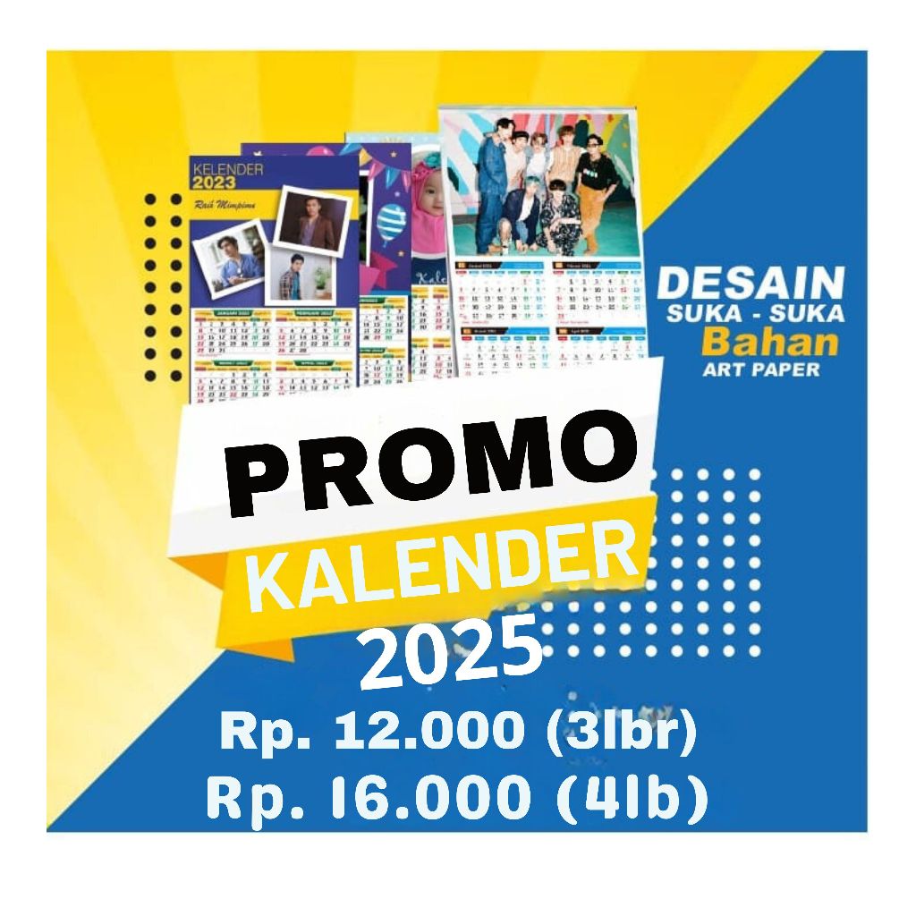Jual KALENDER 2025 PROMO CUSTOM Desain suka suka bahan art paper ...