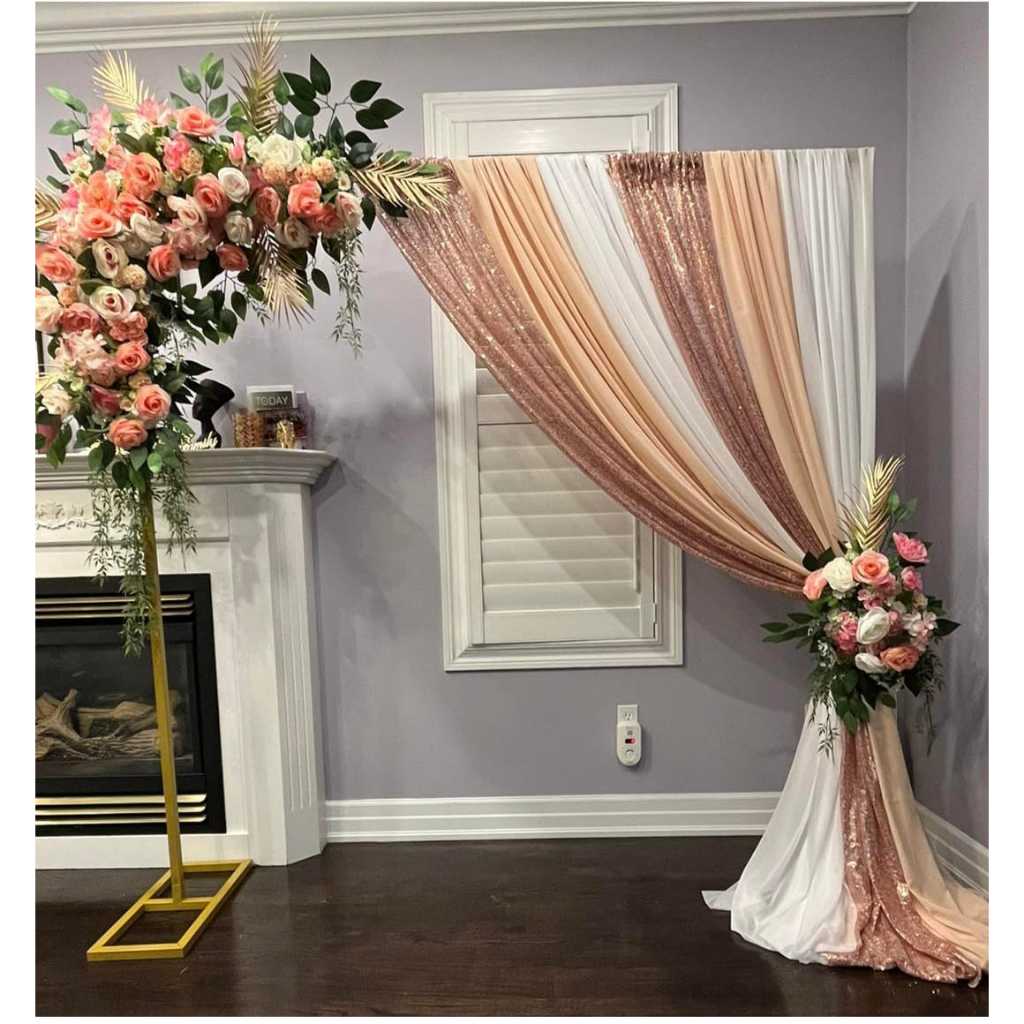 Jual TERMURAH COD Tiang Adjust 3m x 3,3m backdrop besi DEKORASI LAMARAN ...