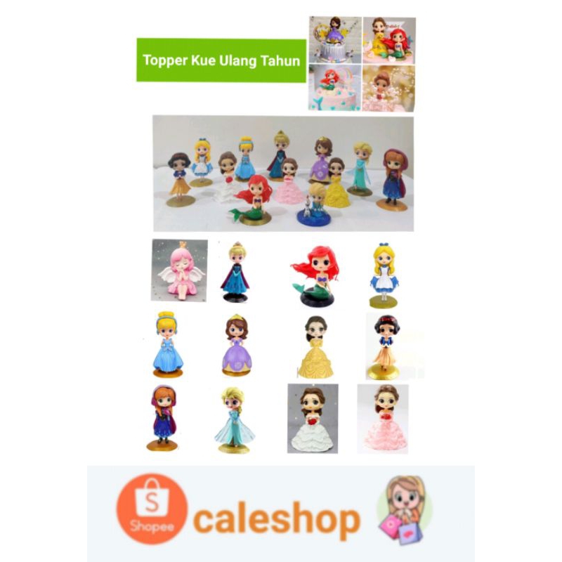 Jual Topper Kue Hiasan Ulang Tahun Princess Mermaid Ariel Belle Elsa ...