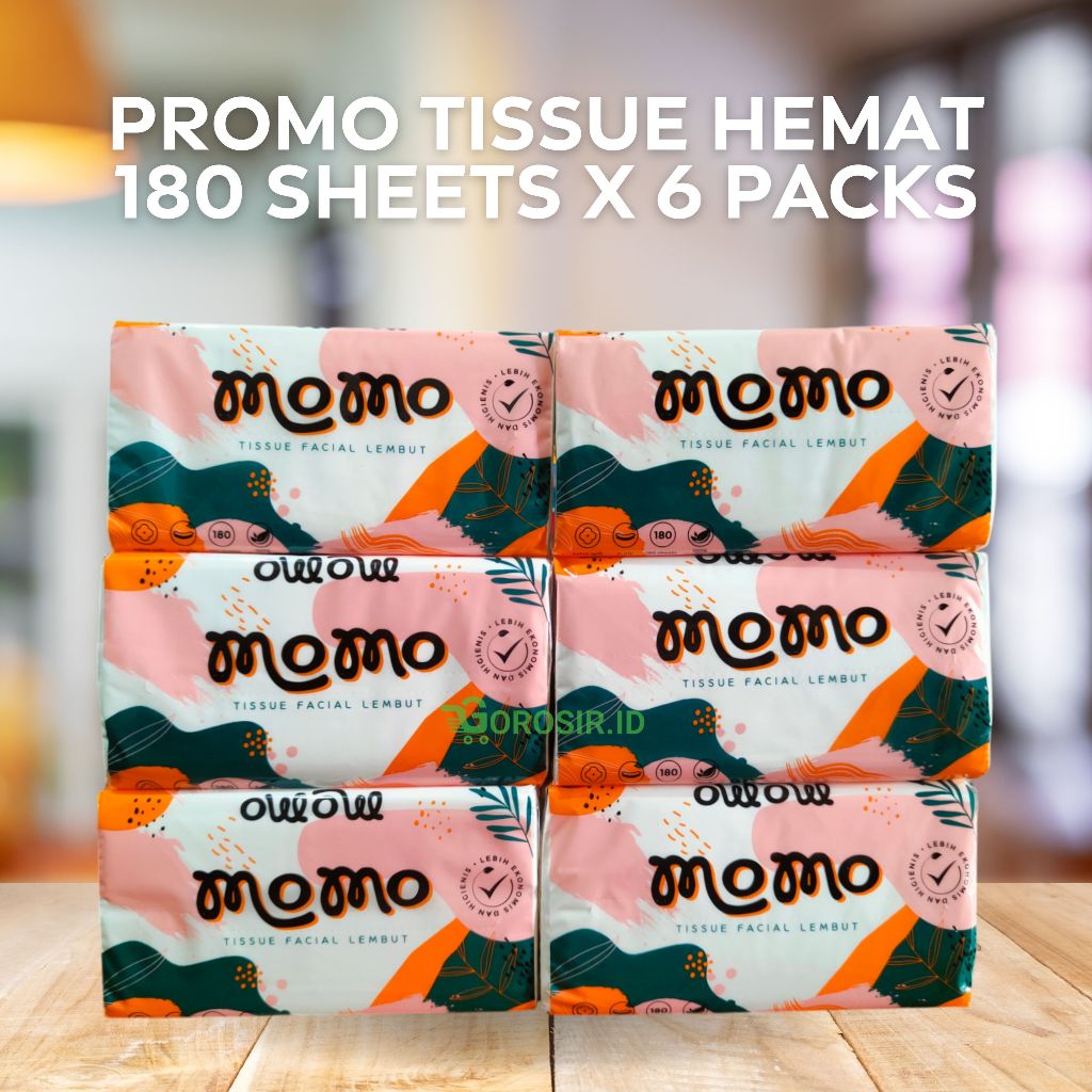 Jual momo tissue 180 sheets 2 ply 6 Pack | Shopee Indonesia