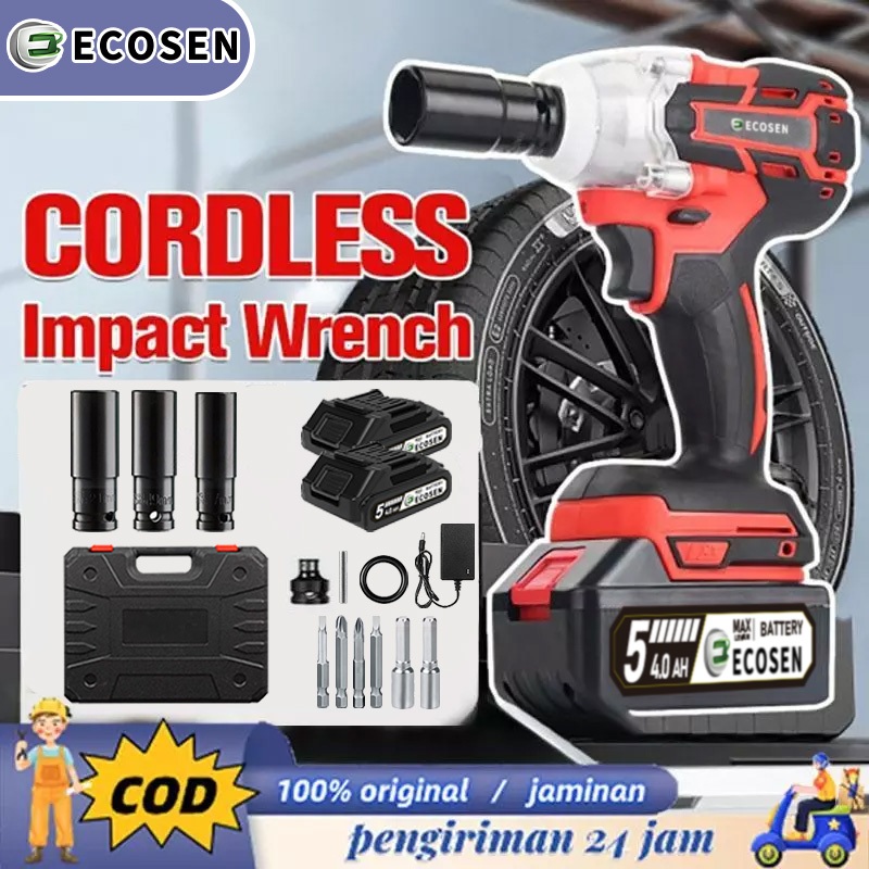 Jual ECOSEN Bor Dampak Mesin Impact Baterai Cordless Impact Wrench ...