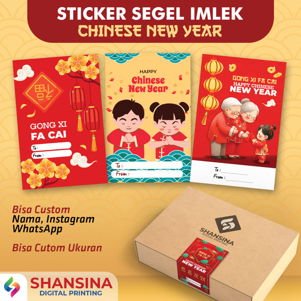 Jual STICKER SEGEL BOX IMLEK I SEGEL HAMPERS GONG XI FA CAI CNY I 16PC ...