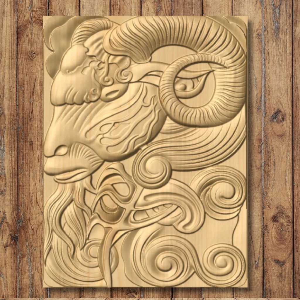 Jual Ukiran Kayu 3d Model Kepala Kambing Aries Wall Decor Aesthetic ...