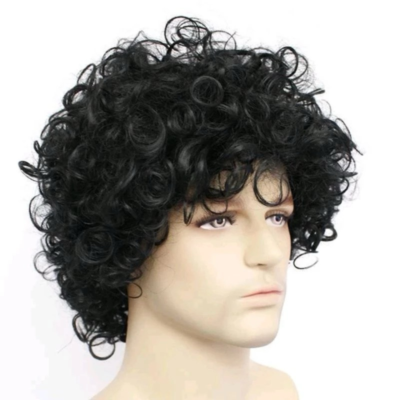 Jual Wig Pria Rambut Palsu Rambut Kribo Pendek Warna Hitam Model Artis ...