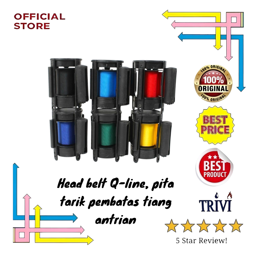 Jual Kepala Tiang Antrian pita tarik pembatas, tape Head belt Qline onl ...