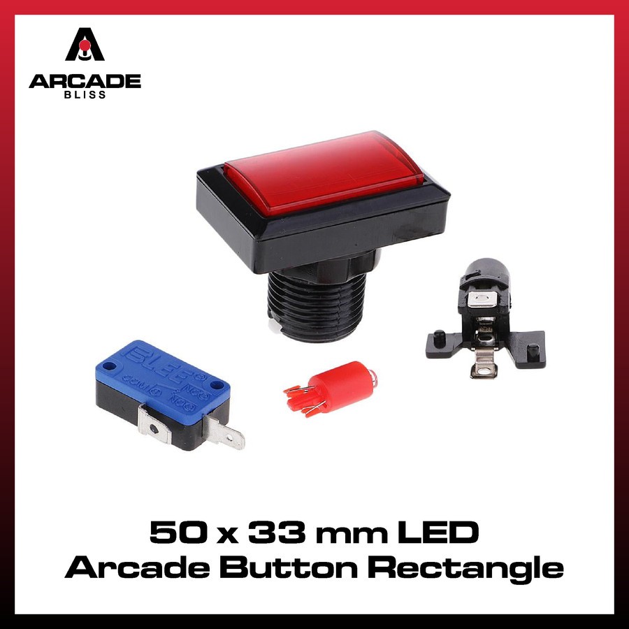 Jual Tombol Arcade DJ IIDX SDVX Button Rectangle 50 x 33 mm Red Merah ...
