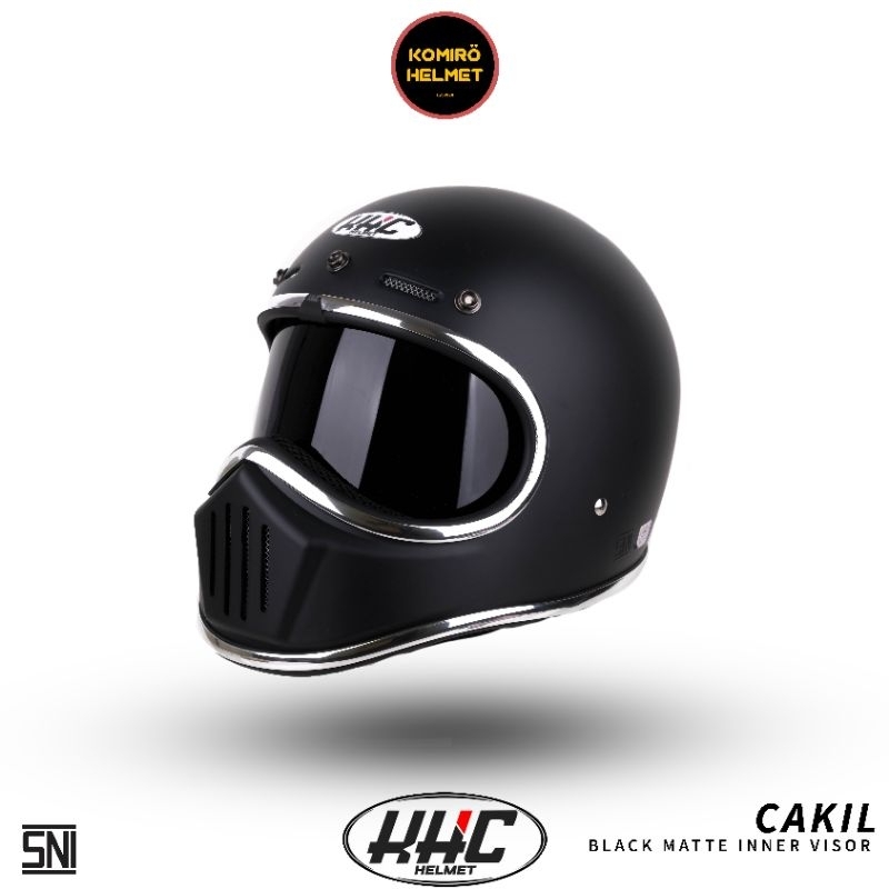 Jual Helm Cakil KHC Black Matte SNI Resmi / Helm Custom Retro Vintage ...