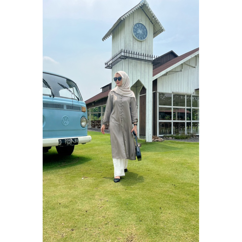 Jual ALINA tunik outer|| alina outer|| alina midi dress muslim|| tunik ...