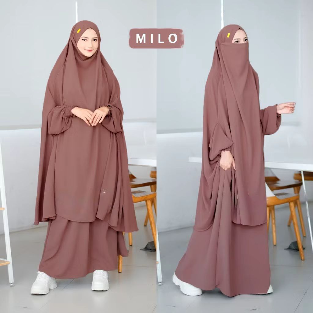 Jual Gamis MEDINA Umrah Haji Set Abaya + Long French Khimar Crinkle ...