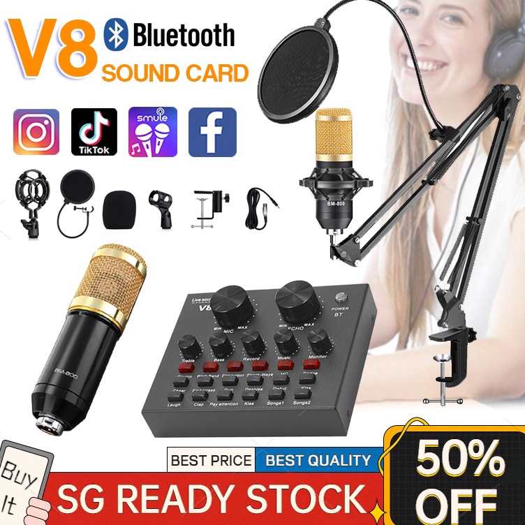 Jual Top Shipment SOUNDCARD V8 PLUS LENGKAP MIC V8 SOUND CARD WITH BM8 ...