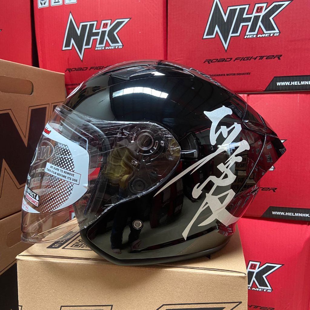 Jual HELM NHK R1 MAX KANJI #1 BLACK SILVER PEARL | Shopee Indonesia