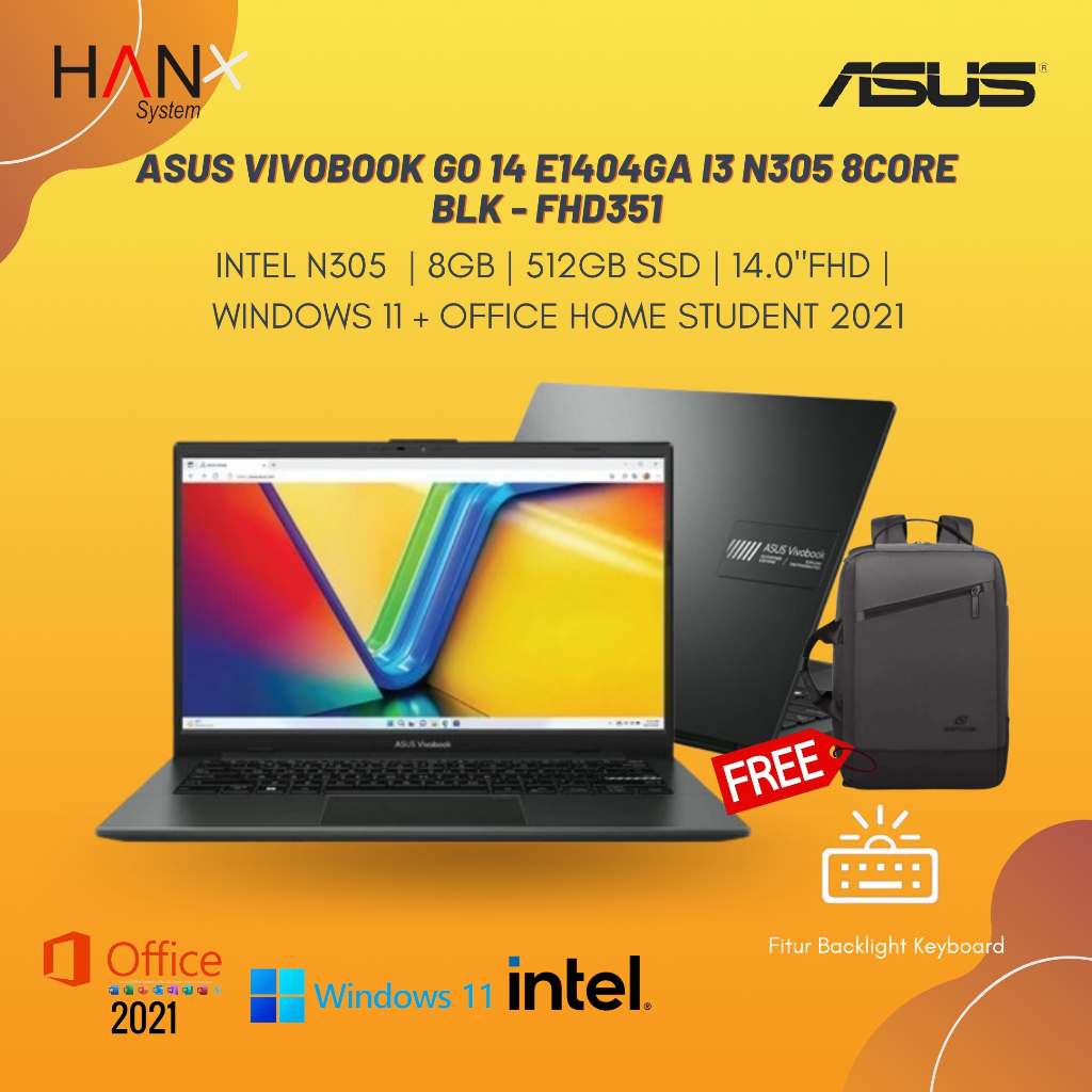 Jual ASUS VIVOBOOK GO 14 E1404GA I3 N305 8CORE 8GB 512GB W11+OHS 14 ...